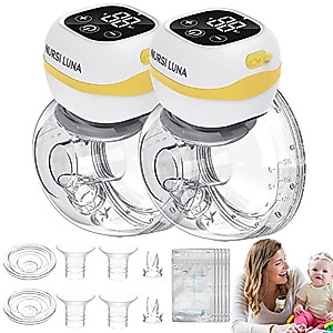 Breast Pump Hands Free, Double Wearable Breast Pump with Smart Touchscreen, 3 Modes & 12 Levels, Portable Wireless Electric Breast Pump, Low Noise and No Leakage with 21mm/24mm Flanges (Pack of 2)