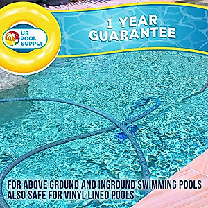 U.S. Pool Supply Weighted Pool Vacuum Head, Transparent Curved Half Moon Body - Swivel Connection, Pole Handle - for Above Ground & Inground Swimming Pools – Vinyl Liner Floor, Wall, Corner Cleaner