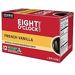 Eight O'Clock Coffee French Vanilla, Keurig Single Serve K-Cup Pods, Light Roast, 72 Count