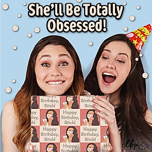 Super Cute, Funny Happy Birthday Girl 20x30 Inch Wrapping Paper Sheets 3 Pack. Recyclable, Novelty Design Squares Great for Friends. Unique, Folded Heavy Duty Gift-Wrap Papers for Women’s Bday Gifts.