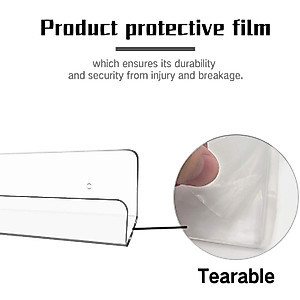 MIZUKUM 15-Inch Premium Clear Acrylic Wall Shelves: Versatile Floating Display Ledge for Books, Decor & Storage - Ideal for Living Room, Bedroom, Kitchen & Bathroom (6)