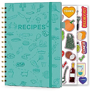 YHCFLY Recipe Book to Write in Your Own Recipes, Sprial Personal Blank Recipe Book, Make Your Own Family Cookbook & Recipe Notebook Organizer, A5 Hardcover, stores 120 recipes- Green