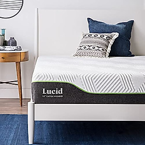 Lucid 12 Inch Latex Hybrid Mattress – Gel Memory Foam – Responsive Latex – Steel Coils - Medium Feel – Latex Foam Mattress
