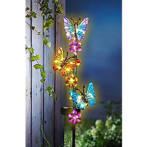 Solar Lights Outdoor Waterproof Garden Butterfly Light Decorative Solar Stake Lights with Butterflies Decor for Garden Yard Lawn Patio Pathway(2 Pack)