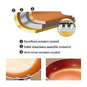 SHINEURI Mini 6 1/2" Inch Nonstick Copper Pan Nonstick Pan Copper Fry Pan Copper Nonstick Pan Copper Ceramic Pan Mini Nonstick Omelet Pan Copper Frying Pan Mini Pan Extra Small Pan for 1 Person Meal