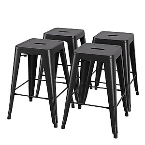 PayLessHere 24 Inch Metal Bar Stools Set of 4 Metal Stackable Stools Metal Bar Stools Backless Metal Counter Bar Stools Metal Dining Chairs for Indoor Outdoor