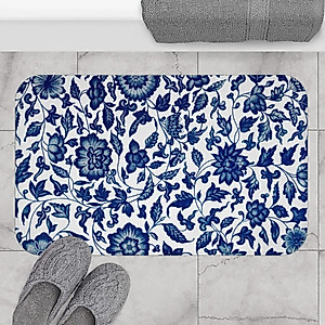Bath Mat Blue White Floral Botanical Home Decor Durable Welcome Front Door Mats Entryway Rugs Non-Slip Floor Mat Entrance Rugs Bath Rug Kitchen Rugs 18 x 30 in