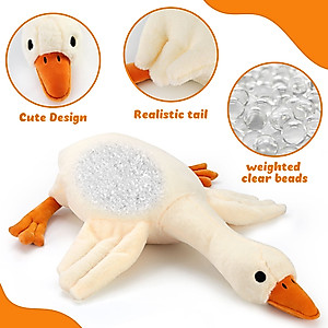 Qpewep 30" Goose Stuffed Animal Weighted Plush Toy 3.2Ibs White Swan Throw Soft Plush Sleeping Pillow Stuffed Animal Toys for Kids Gifts