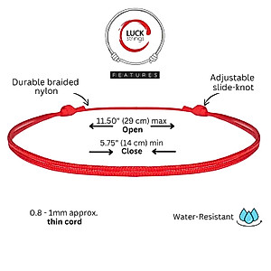 Thin Red Cord Bracelet - Waterproof Nylon Adjustable Surfer String Friendship Bracelet for Men, Women, Teens - Unisex Vegan Lightweight Summer Beach Accessories