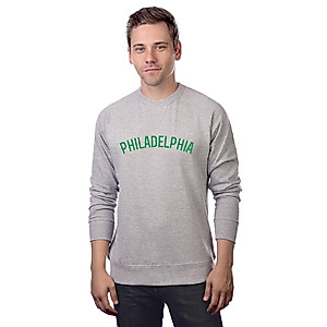 Daxton Philadelphia Sweatshirt Fit Pullover Crewneck French Terry Fabric, HthGrey Sweatshirt Green Letters, 1XL