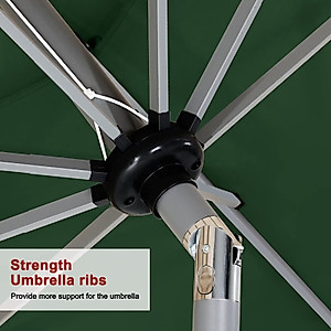 ABCCANOPY 9FT Market Umbrella 3-Year-Non-Fading OLEFIN Canopy Patio Outdoor Aluminum Table Umbrella with 8 Sturdy Ribs, Forest Green