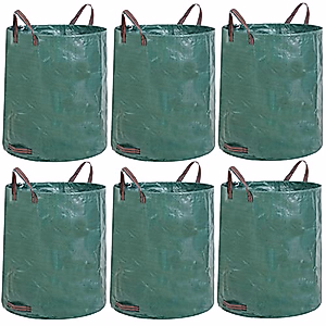 JERIA 6-Pack 72 Gallons Reusable Garden Waste Bags with 4 Handles ,Lawn Pool Garden Heavy Duty Waste Bag for Loading Leaf,Trash ,Yard Waste Bags (H30" X D26")