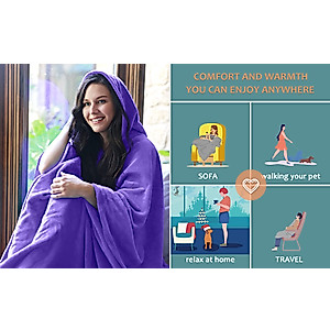 Catalonia Hooded Wearable Blanket Poncho for Adult Women Men, Fleece Wrap Blanket Cape with Hood | Warm, Soft, Cozy, Snuggly | Comfort Gift, No Sleeves
