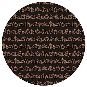 LIFEMUSION Thanksgiving Fall Round Area Rugs, Autumn Orange Pumpkin Classic Black Non-Skid Children Playing Mat, 3ft Soft Circle Farmhouse Rugs for Living Room, Bedroom, Dining Room