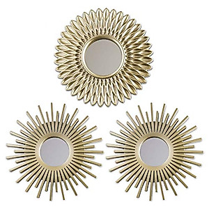 BONNYCO Gold Mirrors for Wall Pack of 3 Wall Mirrors for Room Decor & Home Decor | Champagne Gold Round Mirrors for Wall Decor | Circle Mirrors Modern Gifts for Women & Moms | Decorative Mirrors