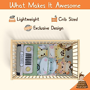 Dear Baby Gear Deluxe Crib Sheet Cotton Polyester Crib Sheets, Soft Machine-Washable Crib Mattress Sheet, Baby Bed Sheets - Safari Animals with Palm Leaves Print, 52"x28"x10"