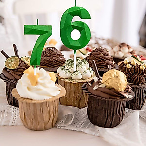 Green Happy Birthday Cake Candles,Wedding Cake Number Candles,3D Design Cake Topper Decoration for Party (Green Number 5)