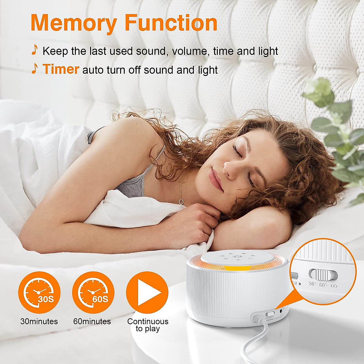 Sound Machine- STYFSCP White Noise Machine with 30 Natural Soothing Sounds 36 Level Volume Light 3 Timer Memory Function, Noise Machine Powered by AC or USB, Sleep Sound Machine for Adults Baby Kids