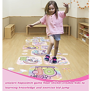 Large Unicorn Floor Decals, Indoor Hopscotch Number Game Stickers, Creative Unicorn Floor Stickers for Kid Girls Bedroom, Playroom, Classroom, Nursery, Daycare Floor & Wall Decor