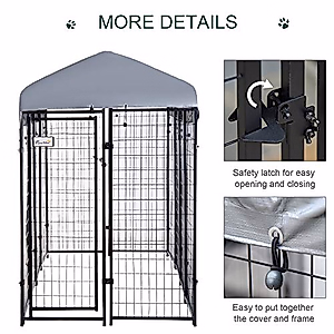 PawHut 8' x 4' x 6' Dog Playpen Outdoor, Dog Kennel Dog Exercise Pen with Lockable Door, Water-Resistant Canopy, for Medium and Large Dogs