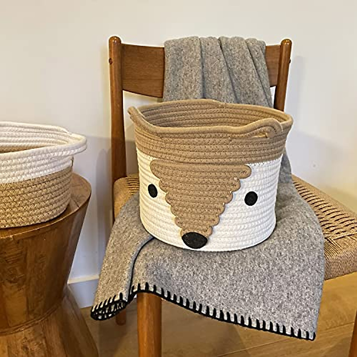 Levtex Baby - Fox Rope Storage Basket - Nursery Accessories - Measurements: (8 x 8 x 10in.)