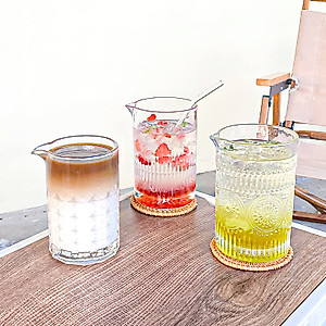 Kingrol Professional Cocktail Mixing Glasses, Set of 2, 21 Ounces Heavy Duty Mixing Pitchers for Stirred Cocktail, Crystal Clear Stirring Glasses, Fancy Embossed Design