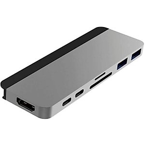 Hyper - HyperDrive Duo 7-in-2 Hub - USB-C for MacBook Pro/Air - HDMI 4K60Hz HDR, USB-C 40Gbps 100W PD, USB-C 5Gbps 60W PD, MicroSD/SD 3.0 UHS-I 104MB/s, 2 x USB-A 5Gbps - Silver