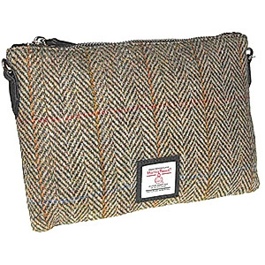 Real Harris Tweed Scotland Clutch Bag - Green Herringbone