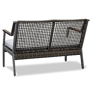 Real Flame Calvin Outdoor Loveseat, Two-Seater Couch, Powdered Aluminum Frame with Resin Wicker Weave