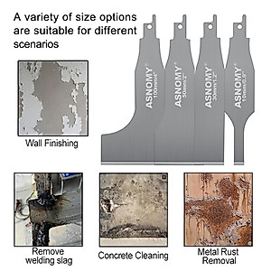 ASNOMY 4PCS Reciprocating Saw Scraper Blade, Multifunctional Stainless Steel Electric Scraper Tile Cleaning Tools for Concrete Floor, Wall Cleaning, Metal derusting