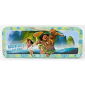 Disney Moana Tin Pencil Case | 8 X 3 X 1.5 Inches (Color & Design May Vary).