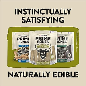 Prime Bones Purina Made in USA Facilities Limited Ingredient Natural Large Dog Treats, Chew Stick with Wild Venison - 6 ct. Pouch