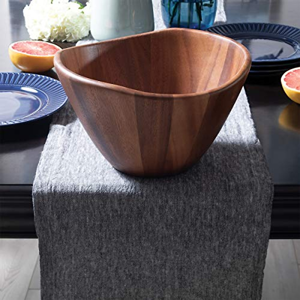 Lipper International Acacia Wave Bowl Set with Servers, 162.31 fluid ounces