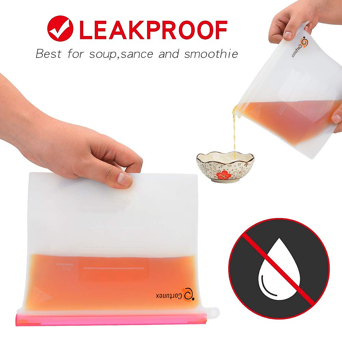 Reusable Silicone Food Storage Bags | 100% Food Grade Silicone Bags | LEAKPROOF, AIRTIGHT | Keep Fruit, Snacks, Veggie, Sandwich FRESH | Set Of 6 Bundle With 6 Reusable Mesh Produce Bags