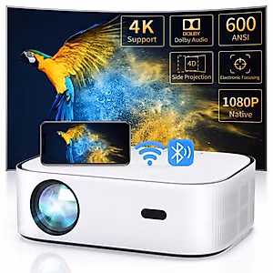 5G WiFi Bluetooth Home Projector, Toperson Native 1080P 600 ANSI 4K Supported Max 300" with 4P/4D Keystone Correction Video Projector for iPhone Android Smartphone, TV Stick, HDMI, Laptop, Tablet