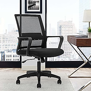 Home Office Chair Ergonomic Desk Chair Mid-Back Mesh Computer Chair Lumbar Support Comfortable Executive Adjustable Rolling Swivel Task Chair with Armrests,Black