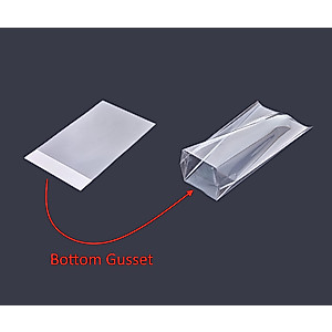 Wowfit 50 CT 10x14 inches Clear Bottom Gusset Cellophane Treat Bags with 6" Gold Twist Ties, Cello Packaging for Gift Wrapping, Decorations, and Food Storage