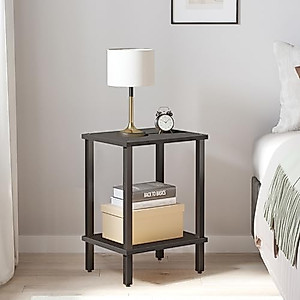 BEEWOOT End Table, Side Table, Nightstand, 2-Tier Storage Shelf, Sofa Table for Small Space, Living Room, Bed Room BETB01BK034
