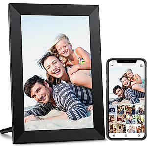 AEEZO 10.1 Inch WiFi Digital Picture Frame, IPS Touch Screen Smart Cloud Photo Frame with 16GB Storage, Easy Setup to Share Photos or Videos via Frameo APP, Auto-Rotate, Wall Mountable (Black)