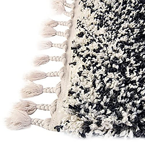 Unique Loom Hygge Shag Collection Area Rug - Gradient (7' 10" Square, Black and White)