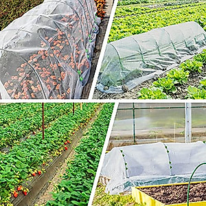 50Pcs 17in Greenhouse Hoops Kit with 9.8 x 29.5 ft Plant Cover Netting, Detachable Fiberglass Grow Tunnel Frame for DIY Plant Support Indoor Outdoor Garden Raised Bed