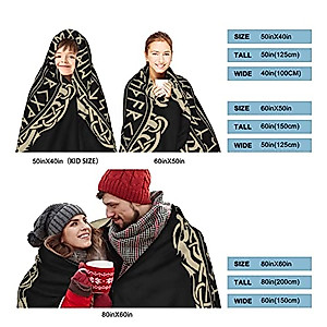 Viking Throw Blanket 60x50 Inch, Viking Design Magical Runic Compass Lightweight Soft Microfiber Throw Blanket with 18x18 Inch Pillowcase Perfect for Bed and Sofa