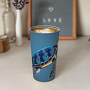 WANGZHAO Blue Sea Turtle pint Print Double Wall Stainless Steel Vacuum Insulated Tumbler Cup Home Thermal Cup