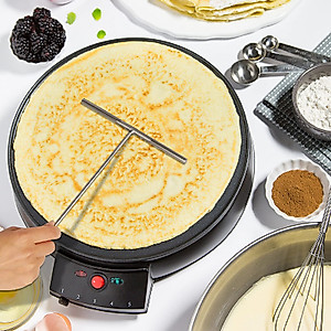 Lilithye Crepe Spreader and Spatula Kit Stainless Steel Crepe Batter Spreader Tool Metal 7 Inch T Shape Crepe Maker(2Pcs Large)