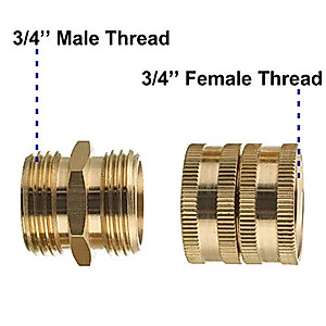 M MINGLE Garden Hose Adapter, Male to Male, Female to Female, 3/4 Inch Brass Connector, 4-Pack with Extra 4 Washers