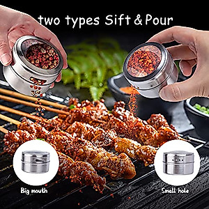 Stainless Steel Spice Tins Magnetic Spice Jars, Set of 12 Spice Storage Container Clear Lid Sift or Pour, Multi-Purpose Storage Tins with Window Top, Magnetic on Refrigerators or Grill