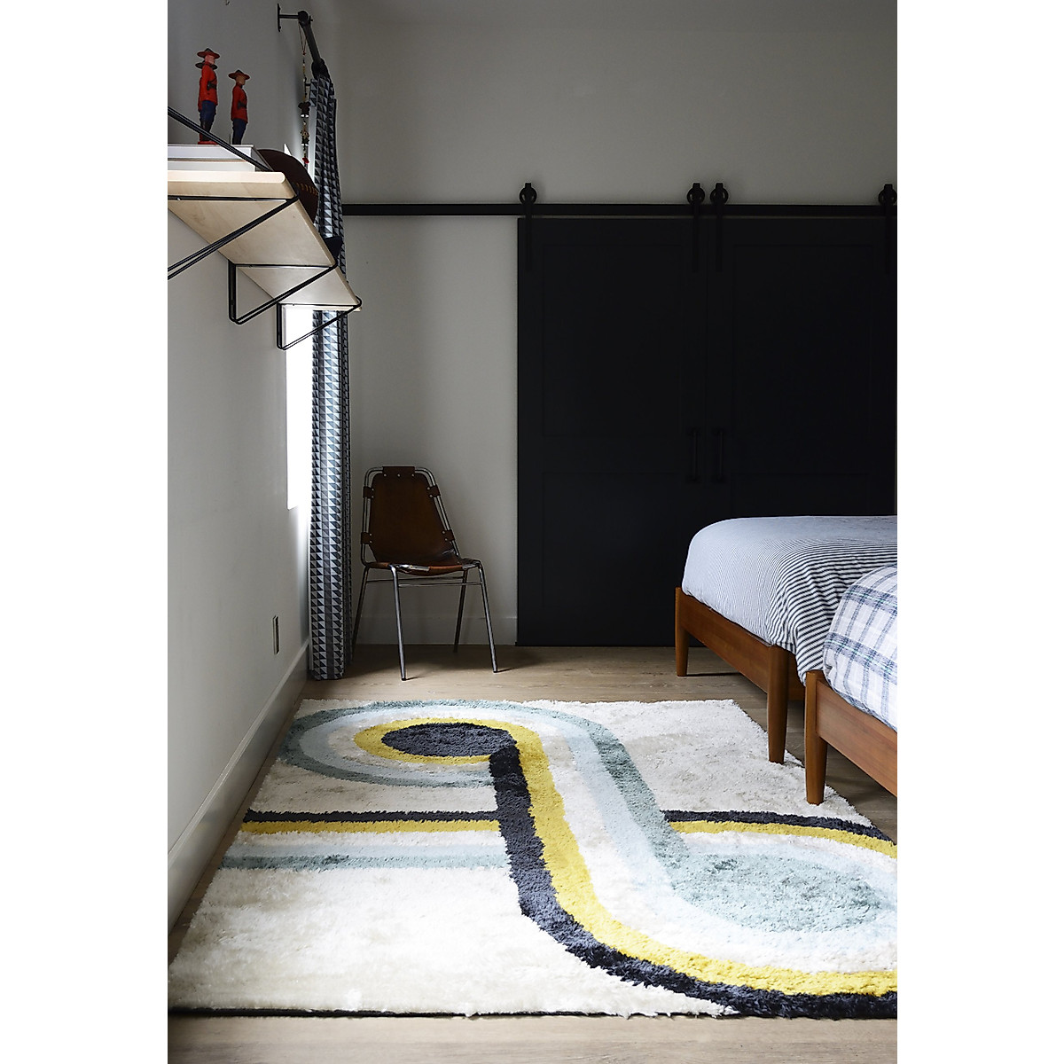 Novogratz Retro Collection Bullseye Shag Area Rug, 5'0" x 7'6", Blue