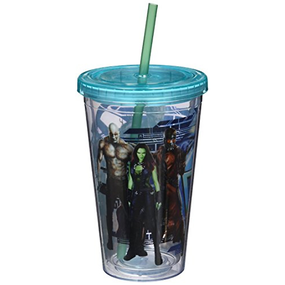 Vandor Marvel Guardians of the Galaxy 18 oz Acrylic Travel Cup with Lid and Straw, Multicolor