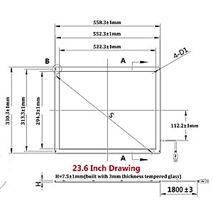 23.6 Inch Multi Points IR Touch Screen, Infrared Touch Screen Panel, USB Free Driver with Tempered Glass for Kiosks, Touch Screen Monitor, Interactive Device Machine