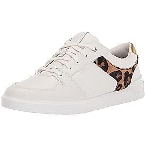 Cole Haan womens Grand Crosscourt Mdrn Tennis Sneaker, White/Ocelot/Metallic Gold, 8.5 US